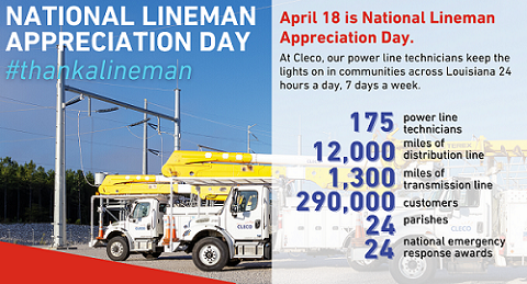 National Lineman Appreciation Day is April 18 | Cleco